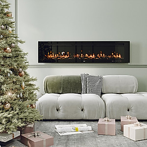 Clihome 72in Electric Fireplace Fire Places Electric Fireplace Inserts Electric Fireplace Heater Fireplace Decor Fireplace Heater with Timer, Remote Control, Adjustable Flame Color 750/1500W