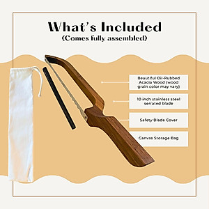 Ace and Olive Wood Fiddle Bow Bread Knife for Homemade Bread - Acacia Sourdough Bread Slicer Knife With Cover - Wooden Bread Bow Knife for Sourdough - Sourdough Bread Knife - Bread Saw Sourdough Knife