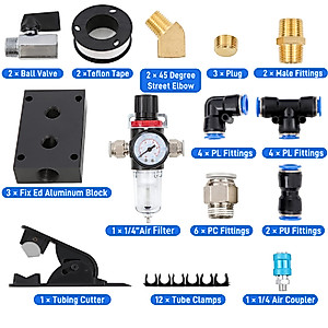 Shop Air Line Kit,Blue 1/2 Inch 100ft PU Air Tubing Kit, Hose Air Line TubingOr Fluid Transfer Pneumatic tubing with Push to Connect Fittings