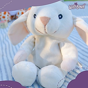 WILD BABY Rabbit Bunny Stuffed Animals, Warmie for Kids, 10 Inch, Microwavable, Heatable Clay Beads, Squishmallow Plush Pal with Dried Lavender Aromatherapy, Soft & Cuddly