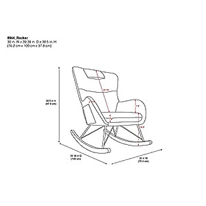 Baby Relax Cranbrook Rocker Accent Chair with Storage Pockets, Gray