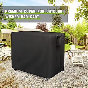 Guisong Outdoor Bar Cart Cover for Outdoor Rolling Wicker Bar Cart, Waterproof Cover for Outdoor Serving Cart, Heavy Duty Outdoor Beverage Cart Cover