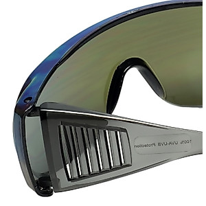 Calabria 1003 Fit Over Safety Glasses Fitover Eyewear Blue/Green/Silver Mirror 3 Pack Bulk Men Women Tinted Anti-Fog Scratch