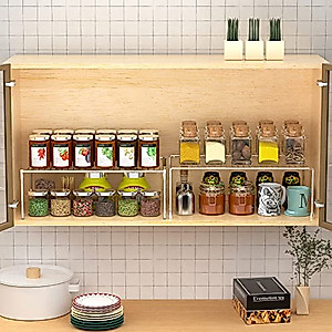 Redrubbit 2 Pack Large (15.9 x 9. 4 Inch) Stackable Cabinet Storage Shelf Rack, Rustproof Kitchen Counter and Cabinet Shelf, Storage Rack Organizer for Kitchen, Fridge, Cabinet, Bathroom, Chrome