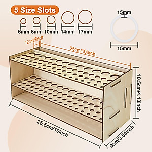 HESHUYU Wooden Paint Brush Holder 67 Hole and Large Tool Compartment Paint Brush Organizer Desk Paintbrush Holder Stand Wood Paint Brush Rack