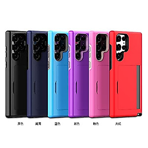 FDTCYDS Samsung Galaxy s22 Ultra Case with Card Holder,Credit Card Slot Protective Wallet Case - Red