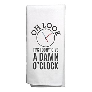 ThisWear Retired Gifts Oh Look It's I Don't Give a Damn O'Clock Chef Humor Gifts Decorative Kitchen Tea Towel White