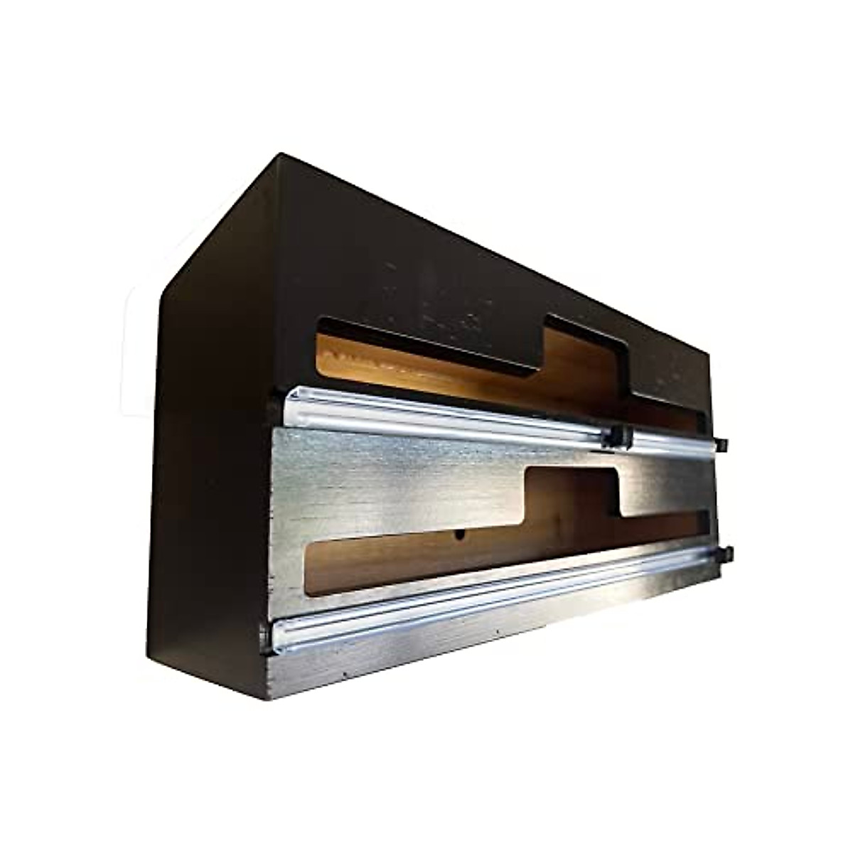 Plastic Wrap Dispenser with Cutter, Parchment Paper Foil and Plastic Wrap Organizer for Kitchen Drawer, Bamboo Kitchen Drawer Organizer and Wrap Holder(2 section)-25 x 14 x 5 cm