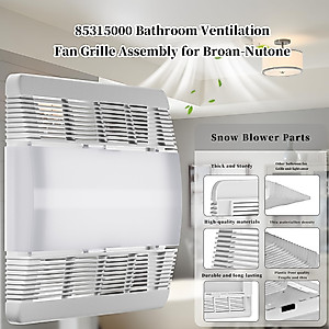 85315000 Vent Fan Cover Grille And Lens Replacement for Broan Nutone Bathroom Ventilation Plastic Cover，Bathroom Fan Exhaust Fits Broan Nutone 663，663N，663FL，663LN，669L，669LN，669FN，770F，763RLN，769RLN