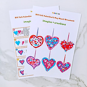 Winlyn 24 Sets Valentine's Day Heart Ornaments Decorations DIY Felt Heart Valentine Craft Kits Assorted Felt Heart Stickers Googly Eyes for Kids Valentine Gift Exchange Classroom Activity Art Project