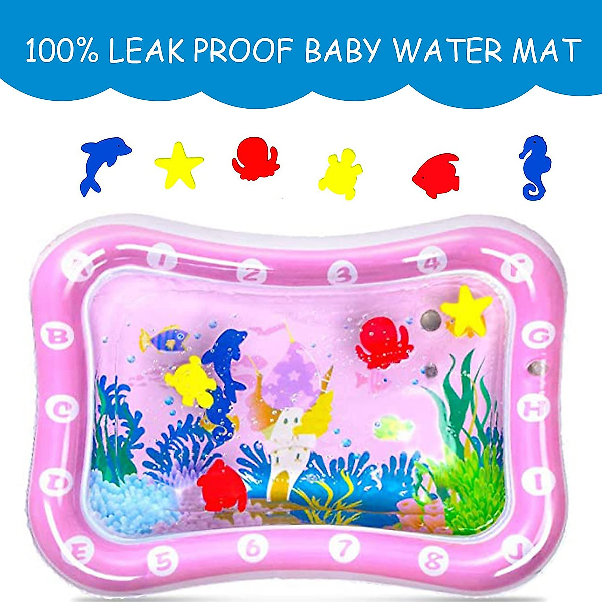 Marysay Tummy Time Mat Pink Infant Toys 3 4 5 6 7 8 9 Months Baby Gift Tummy Time Water Mat Inflatable Baby Play Mat for Newborn Girls