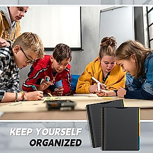 Yeaqee 8 Pack 12 Pocket Spiral Folders Notebook Bulk with Clear Front Pocket, Binder Project Organizer with 6 Dividers and Tab