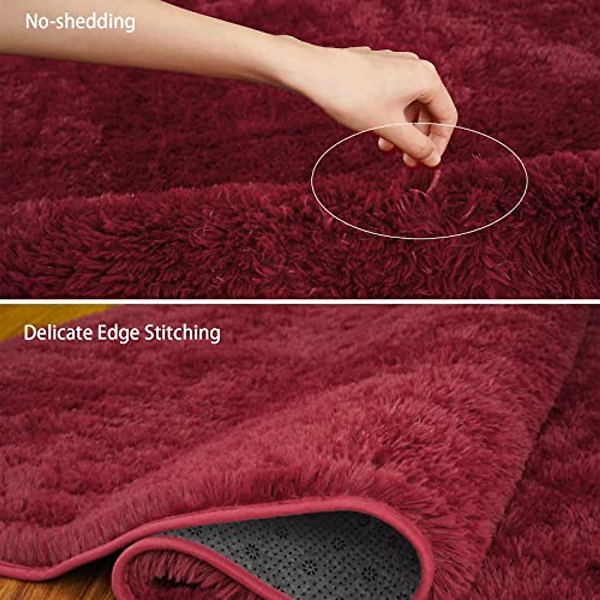 Chicrug Wine Red Fluffy Area Rugs for Living Room Bedroom, Large Area Rug for Kids, Shag Plush Fuzzy Carpet Modern Furry Rug Nursery Playroom Indoor Non Slip Carpet 4x6 Feet