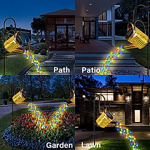 K KYMYCRAFT Solar Watering Can with Multi-Color Lights Modes, Solar Garden Lights with Stake, Metal Waterproof Garden Solar Stake Lights for Yard Landscape Outdoor Pathway Lawn Patio