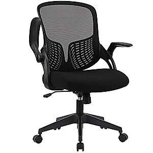 Armless Desk Chair - Small Home Office Chair with Wheels, PU Leahter Low Back Vanity Chair with Lumbar Support, Adjustable Height 360° Rolling Swivel Computer Task Chair Without Arm for Small Space
