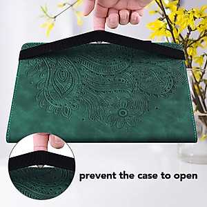 VODEFOX Case for Xiaomi Redmi Pad SE 11 inch 2023 Released,PU Leather Flip Embossed Flower Stand Case Cover with Card Solt Protective Cover for Redmi Pad SE Tablet - Green
