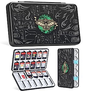 JINGDU 24-Slot Switch Game Case for Switch Games & micro SD Cards, Hard Shell, Soft Lining, [Shockproof, Portable], the Switch Game Holder Suitable for NS, Lite & OLED Games, Black