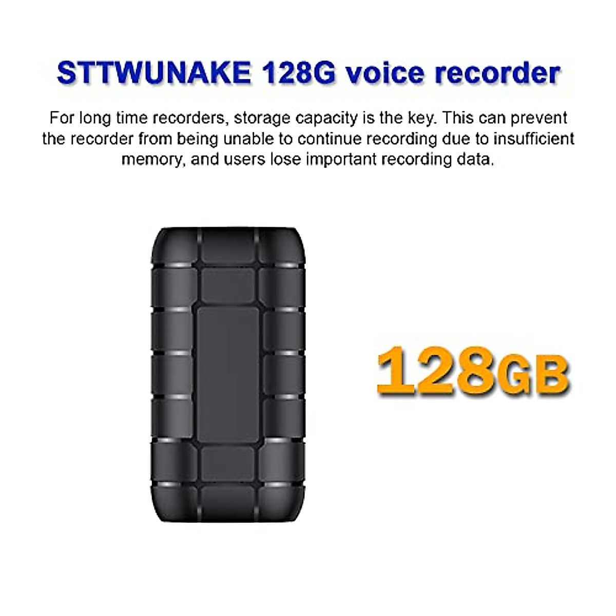128GB Magnetic Voice Activated Recorder,2000 Hours Recording Capacity,Continuous Recording for 12 Days,Digital Audio Recorder, Small Recording Devices,STTWUNAKE