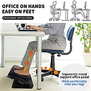 Adjustable Office Footrest with 4 Height Levels, Under-Desk Foot Rest with Massage Surface, Maximum Load 120 Pounds (Black)