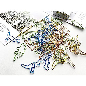 40pcs Funny Dinosaur Paper Clips, Mewuthede Creative Dinosaur Shaped Paperclip, Metal Bookmark Clips Supplies Cute Paper Clips for Home Office Library …