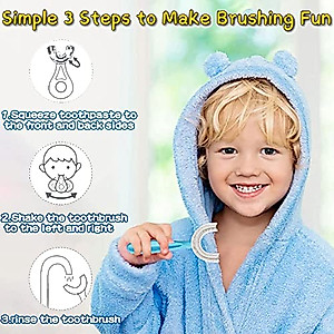 YOTEE U-Shaped Toothbrush Kids 2 PCS - Toddler with Food Grade Soft Silicone Brush Head, Manual Whole Mouth for Age 2-6, 360° Oral Teeth Cleaning Design