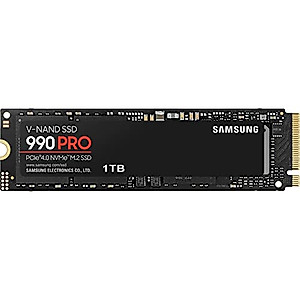 SAMSUNG 990 PRO SSD 1TB PCIe 4.0 M.2 Internal Solid State Drive, Fastest Speed for Gaming, Heat Control, Direct Storage and Memory Expansion for Video Editing, Heavy Graphics, MZ-V9P1T0B/AM