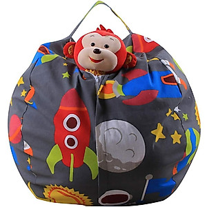 Colorful House Stuffed Animal Storage Bean Bag Chair for Kids and Adults, Lightweight Bean Storage Bag Cover for Organizing Blankets Clothes (38 inches, Baseball)