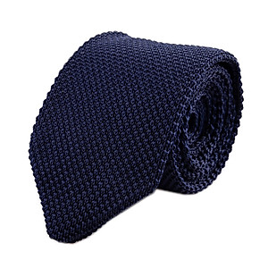 Secdtie Men Woven Silk Midnight Navy Blue Skinny Tie Slim Plain Necktie 010