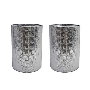 Christopher Knight Home Kaylee Modern Round Hammered Iron Accent Table (2 Pack) -Silver 16 in x 16 in x 22.25 in