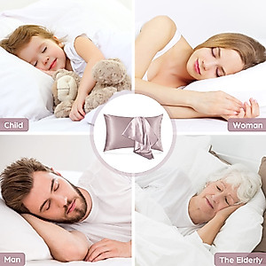 Veaken Silk Pillowcase for Hair and Skin, 2 Pack 100% Mulberry Silk Pillowcase 25 Momme, 600 Thread Count, Both Side Pure Silk Pillow Cover with Hidden Zipper (ApricotGray, Queen 20''×30'')