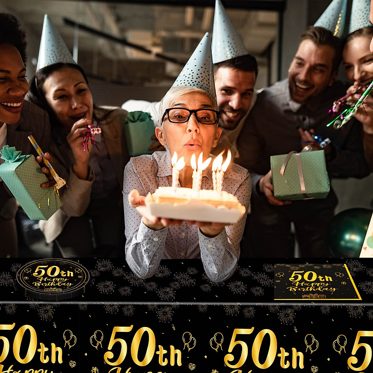 Juhap 41Pcs 50th Birthday Decorations Back in 1973 50th Wedding Anniversary Decorations for Men Women 50 Years Theme Party Supplies Tableware Set Includes Plates Napkins and Tablecloth, Service for 20