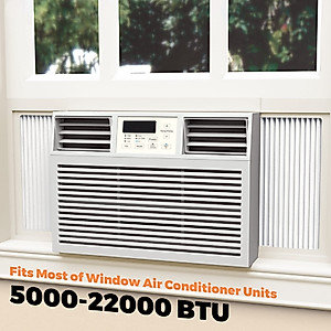 GCGOODS Window AC Side Panels with Double Layer, Insulation Window Air Conditioner Side Panel Kit, Ajustable Fits Up to 17 inch H x 10 inch W, 2 Pack