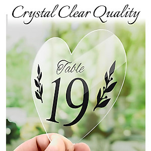 25 PCS Wedding Table Numbers, Table Numbers for Wedding Reception heart shaped, Table Numbers Wedding acrylic, Wedding Table Number with stands.