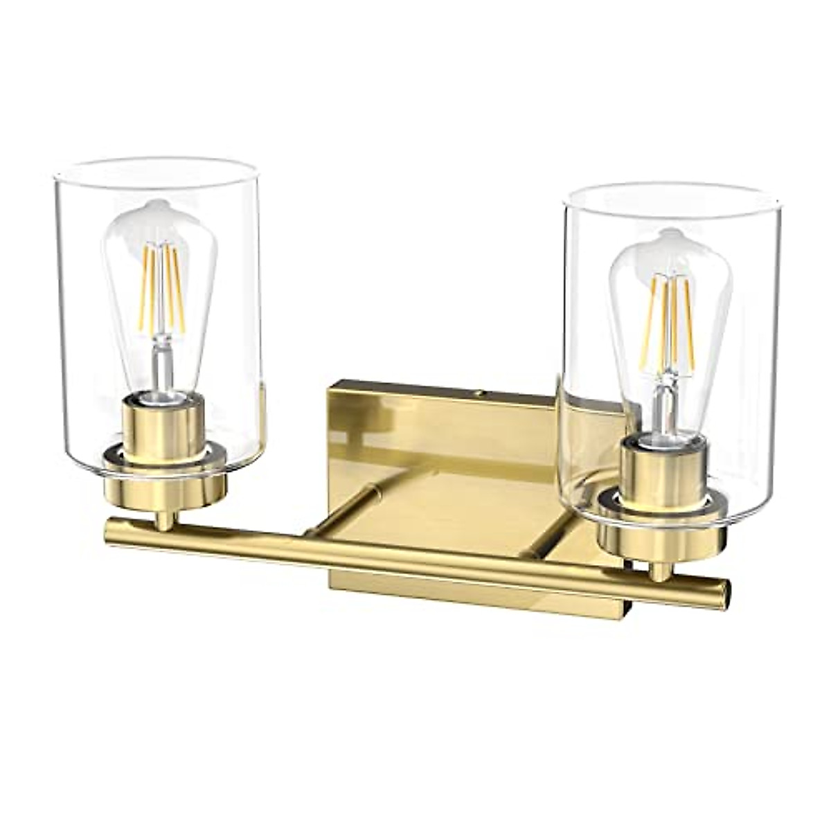 Bathroom Light Fixtures,Brushed Brass Vanity Light, Gold Wall Sconces Lighting, Modern Bath Wall Mounted Lights with Glass Shade, Gold Wall Sconce for Living Room, Bedroom, Hallway(Exclude Bulb)