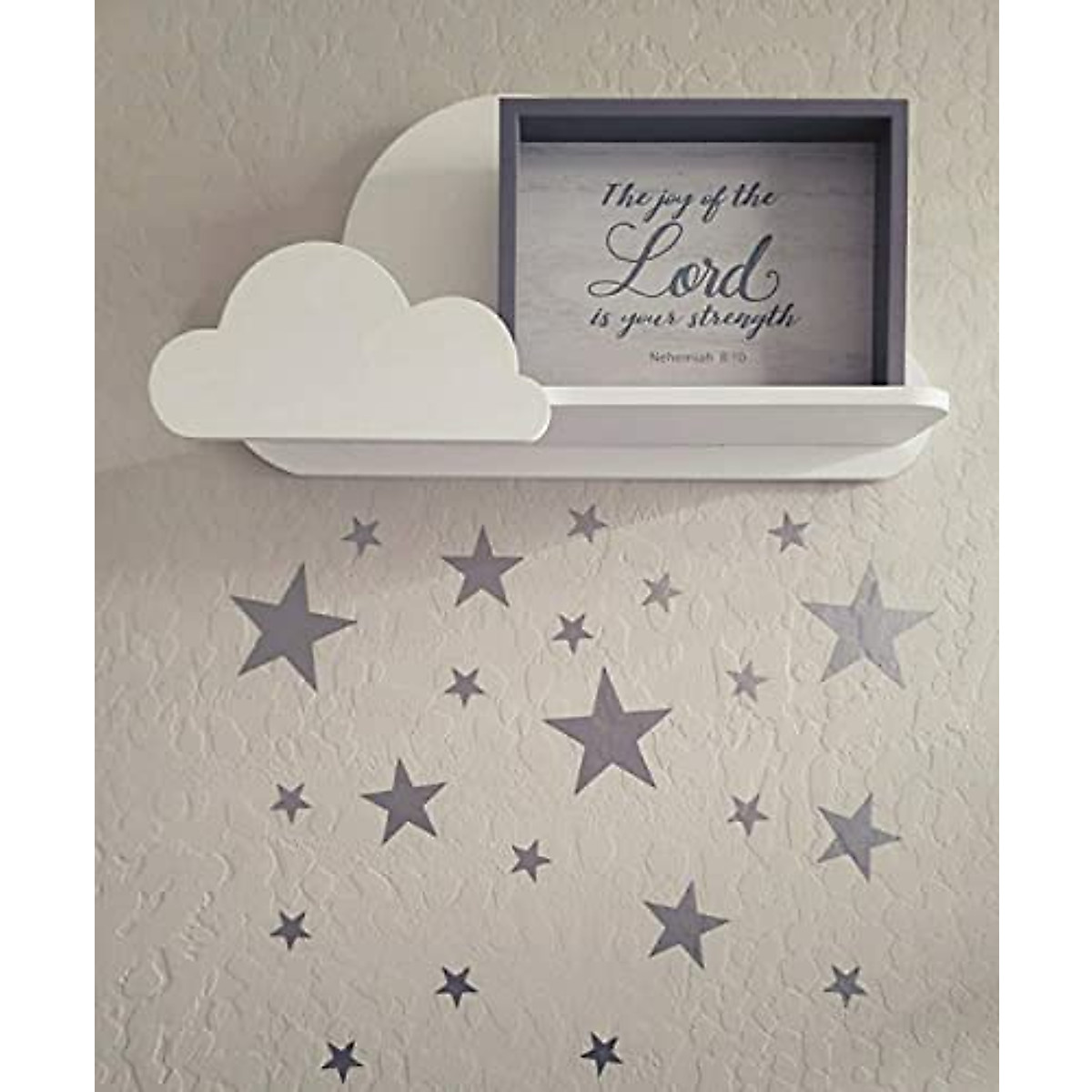 Happy Woody Set of 2 Cloud Wall Shelves for Nursery/Wooden Floating Shelf/Baby Room Decor/Nursery Room Decoration/Kids Room Wall Decor/Gift Set (White)