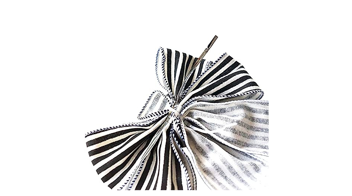 Elegant Black & White Striped Bows for Holiday Decor | 6-Pack