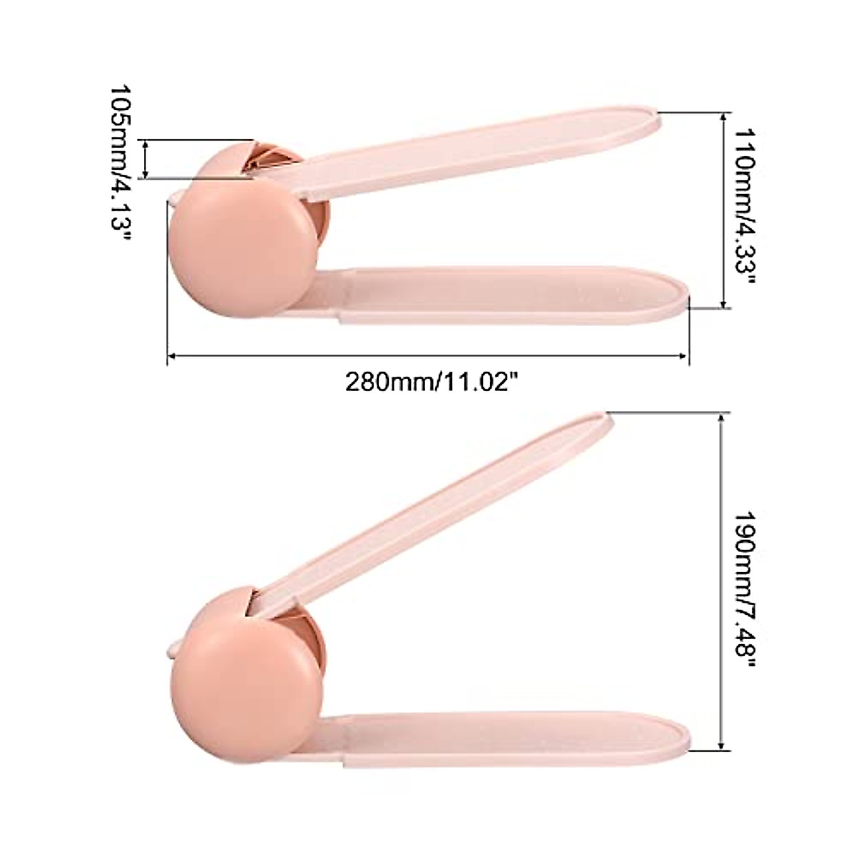 uxcell Shoe Slots Organizer PP Adjustable Double Layer Shoes Storage Rack Pink/Green 1 Set