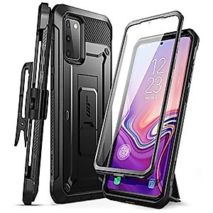 SUPCASE Unicorn Beetle Pro Series Designed for Samsung Galaxy S20 FE (2020 Release), Full-Body Dual Layer Rugged Holster & Kickstand Case with Built-in Screen Protector (Black)