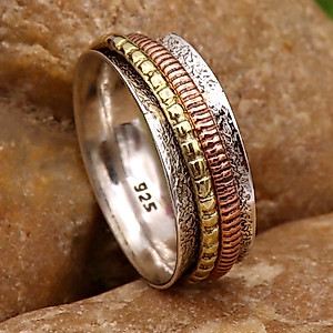 Solid 925 Sterling Silver Spinner Maditation Band Ring Women Gift Statement Handmade Jewelry Ring Goyal Jewels GESR0158 (US-16)