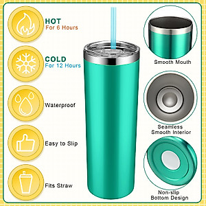 20 Pack 20 oz Stainless Steel Tumbler Set with Straws and Lids Double Wall Vacuum Insulated Travel Cup Colorful Skinny Coffee Tumbler Water Tumbler for Coffee Water Hot Cold Drinks