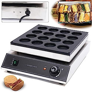 Commercial Nonstick Electric Red Bean Cake Baker Waffle Maker Machine, Stainless Steel Temperature and Time Control Electric Waffle Iron Baker for for Restaurant Cafe Tea Shop