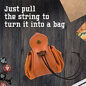 Impresa Store Dice Bag and Tray - Made with Genuine Cowhide Leather - Pull The String to Turn It Into A Bag - Folds Out Into A 10'' Dice Rolling Tray - Versatile Holds More Than Just A Game Dice