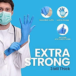 Gloves+com Disposable 4 mil Nitrile Gloves - Powder Free Latex Gloves, Single Use, Non-Sterile Surgical Gloves, Exam Gloves (Medium - Pack of 100)