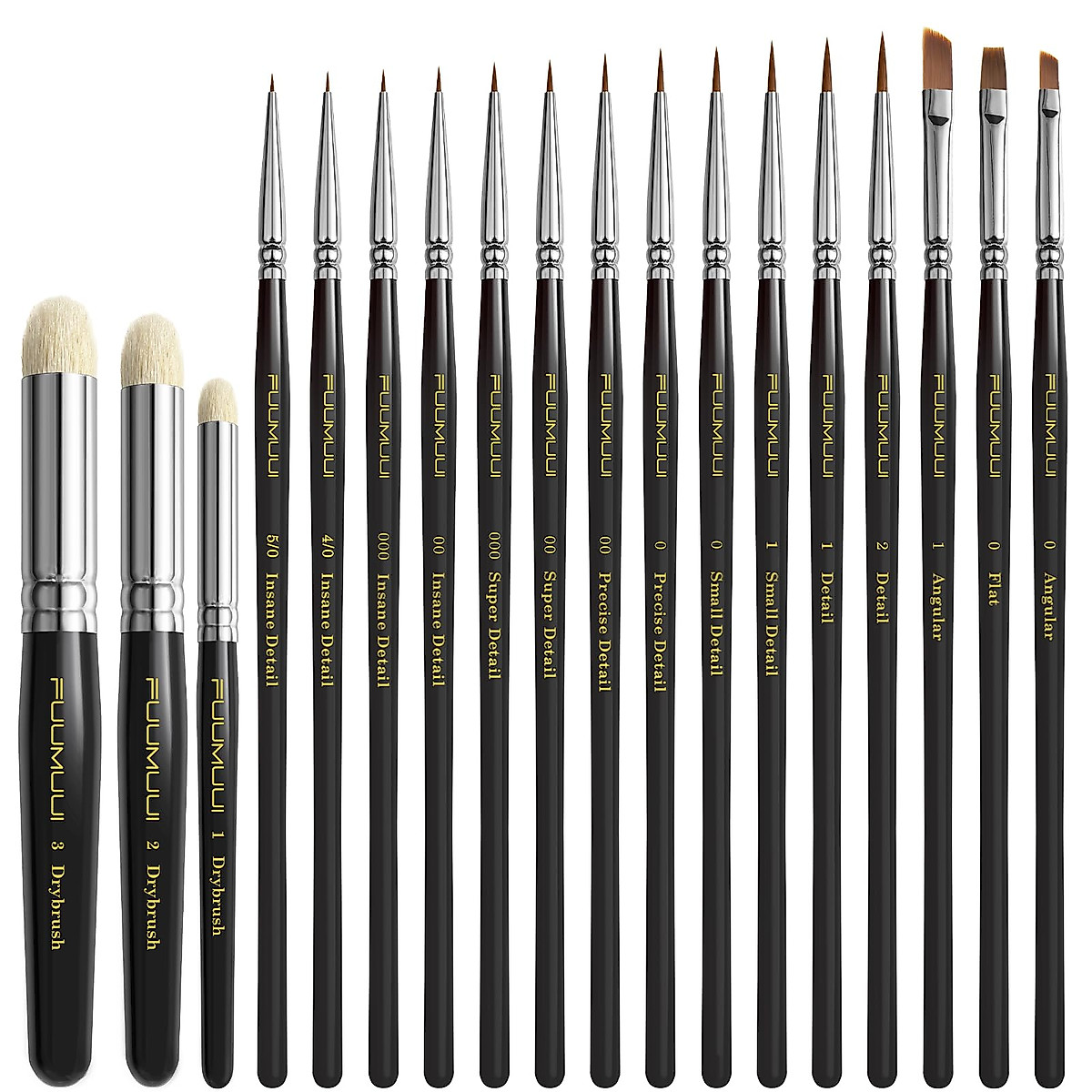 Miniature Model Paint Brushes Drybrush Set 18pcs for Effect, Fine Tip Model Painting - Professional Dry Brush Detail Paint Brushes for Tabletop & Miniature Acrylic, Watercolor, Oil Painting