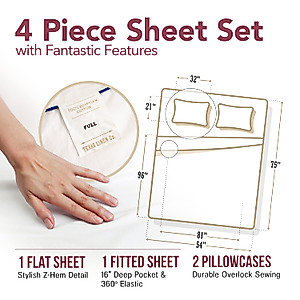 TEXAS LINEN CO. 800 TC Egyptian Cotton Sheets - 4 Piece Maroon Full Size Cooling Sheet for Hot Sleepers, Soft, Breathable Bed Sheet Set, Luxury Hotel Sheets, Fits Mattress Upto 18'' DEEP Pocket