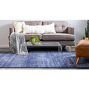 Unique Loom Del Mar Collection Area Rug - Lucille (9'x 12' Rectangle, Navy Blue/ Ivory)