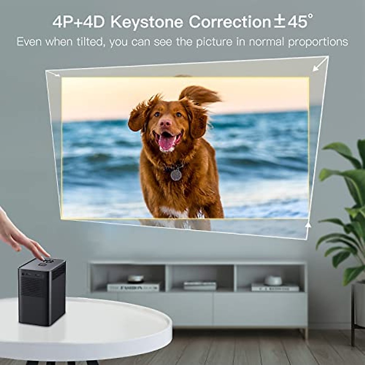 Smart Projector , Mini Projector Native 1080P,150 ANSI Lumen 9500L Portable Projector, Projector with WIFI and Bluetooth Remote Control,Support 4K Compatible with TV Stick,Laptop,iOS & Android (Black)