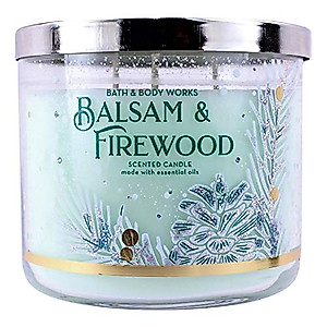 White Barn Bath and Body Works Balsam and Firewood 3 Wick Scented Candle 14.5 Ounce