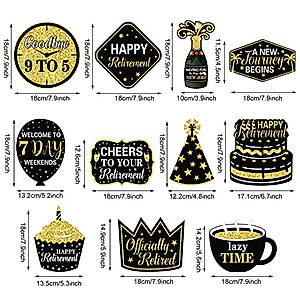 30 Pieces Retirement Party Hanging Swirls Decorations, Happy Retirement Office Retirement Swirls Decorations Foil Ceiling Decorations for Men Women Retirement Party Black Gold