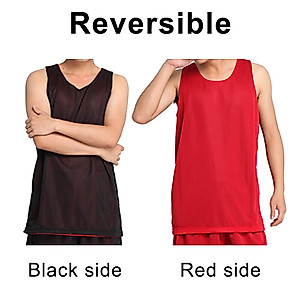 TopTie Reversible Basketball Jerseys Men's Tank Top Mesh Tank Lacrosse Jersey for Adult Youth-Green/White-XXL